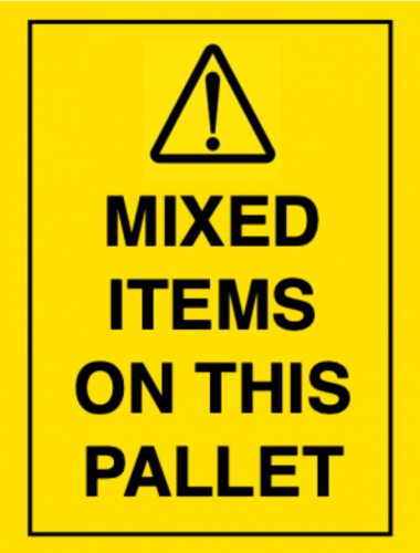 80×124 MIXED ITEMS ON THIS PALLET Fluro Yellow Warning Label Roll Black ...